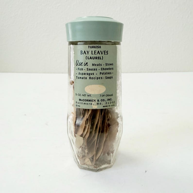 Vintage BAY LEAVES Mccormick Spice Jars - Vintage Cooking Spices Jar ...