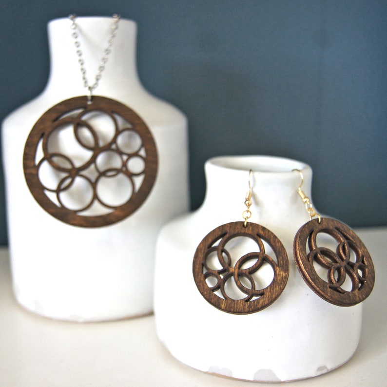 Bubbles Necklace Circle Cut Out Necklace Laser Cut Wood - Etsy