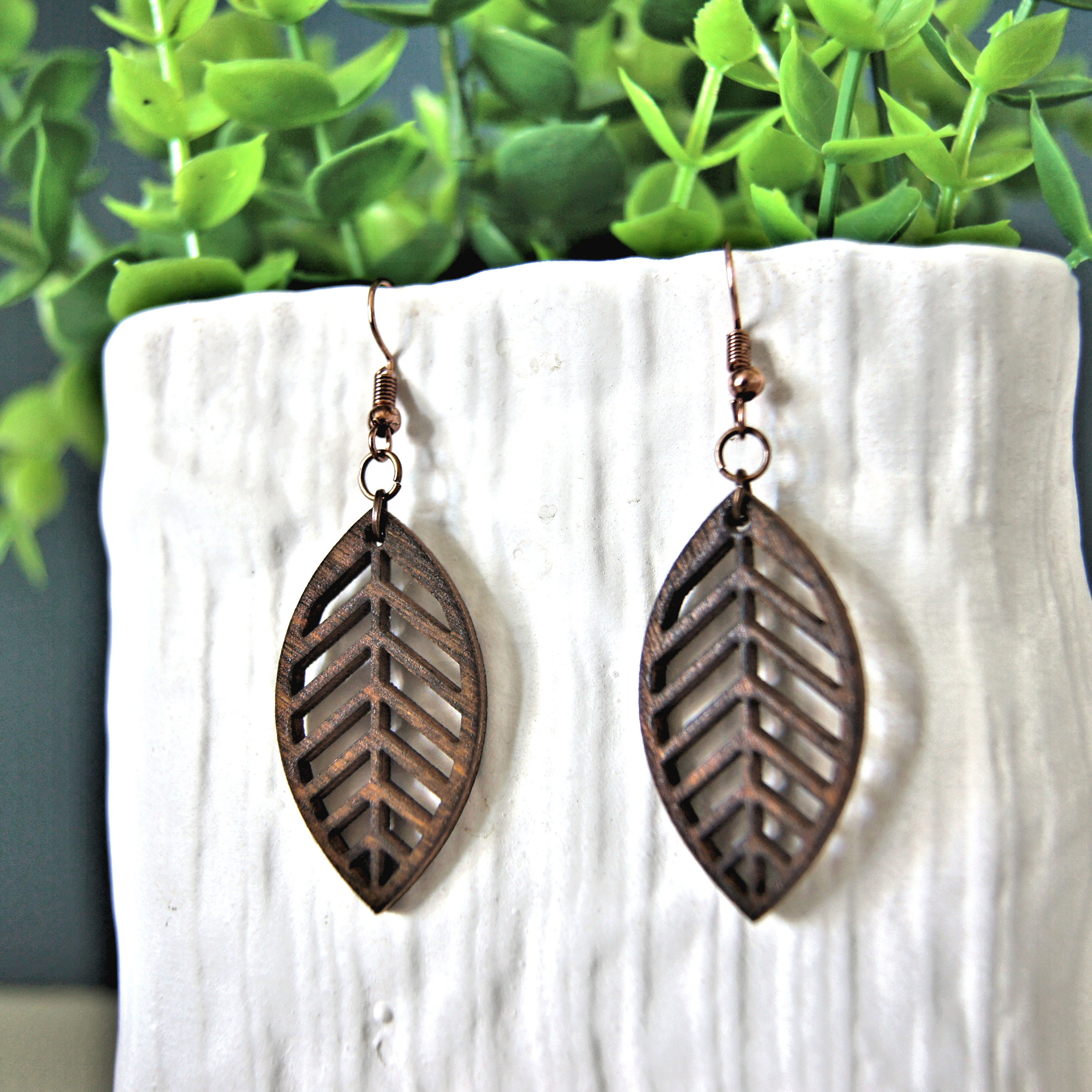 Linear Leaf Earrings, Laser Cut Earrings, Bohemian Earrings, Laser Cut ...