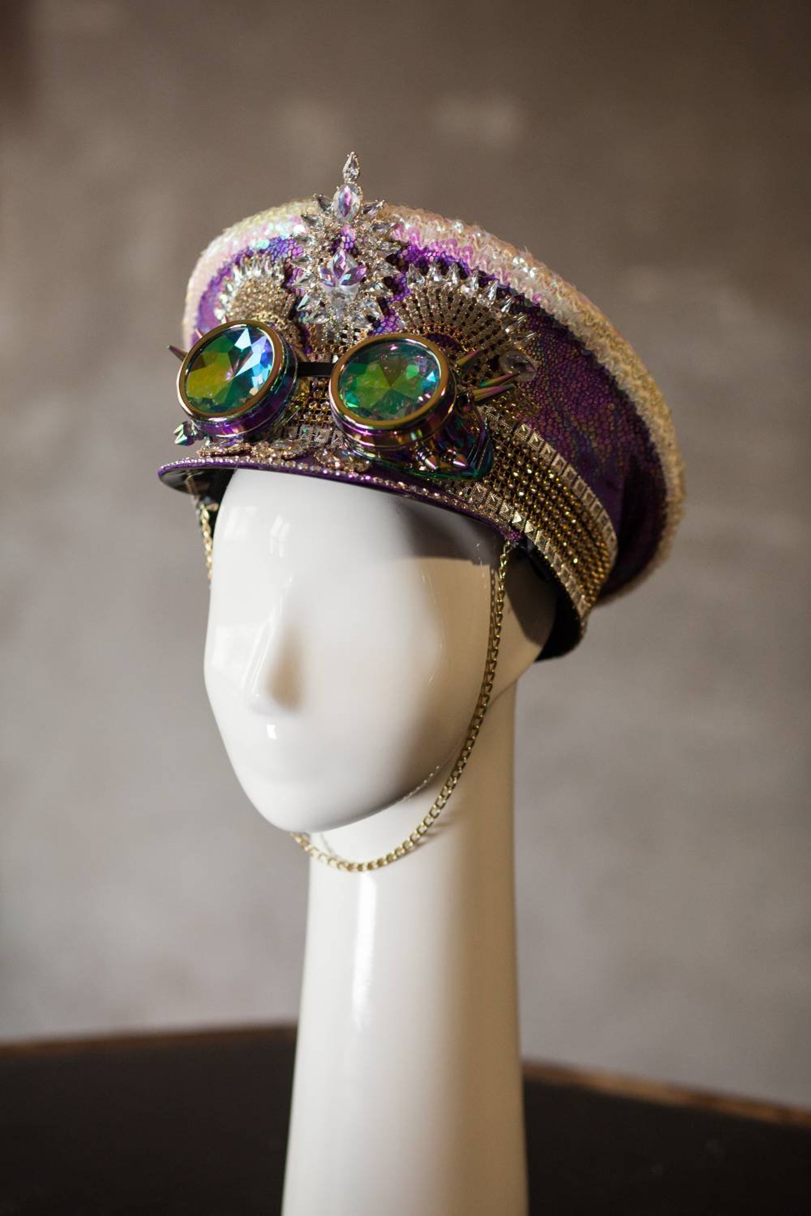 Purple snakeskin captain hat | Etsy