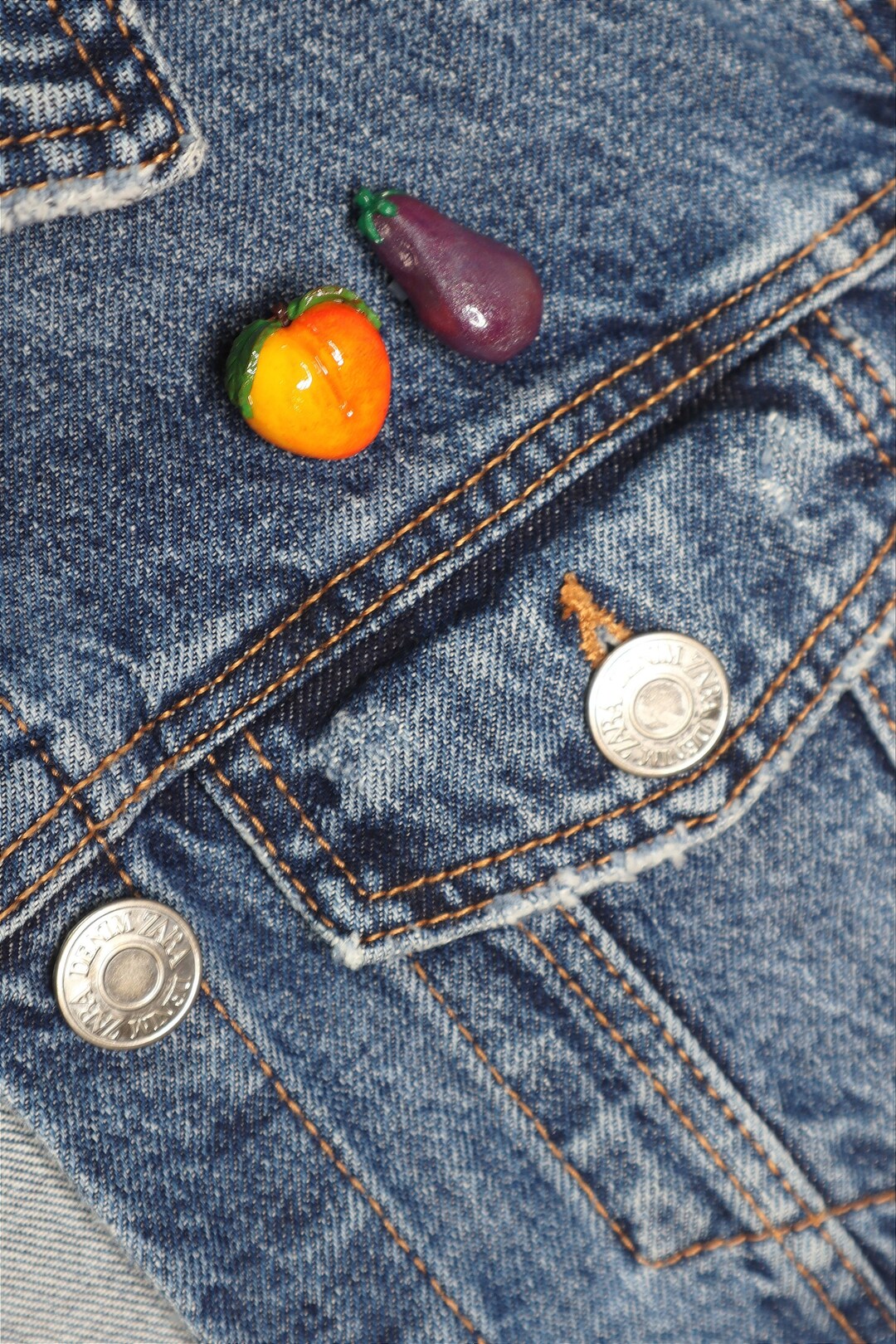 Peach and Eggplant Pin/ Peach and Eggplant Brooch/funny Badge/ Pech ...