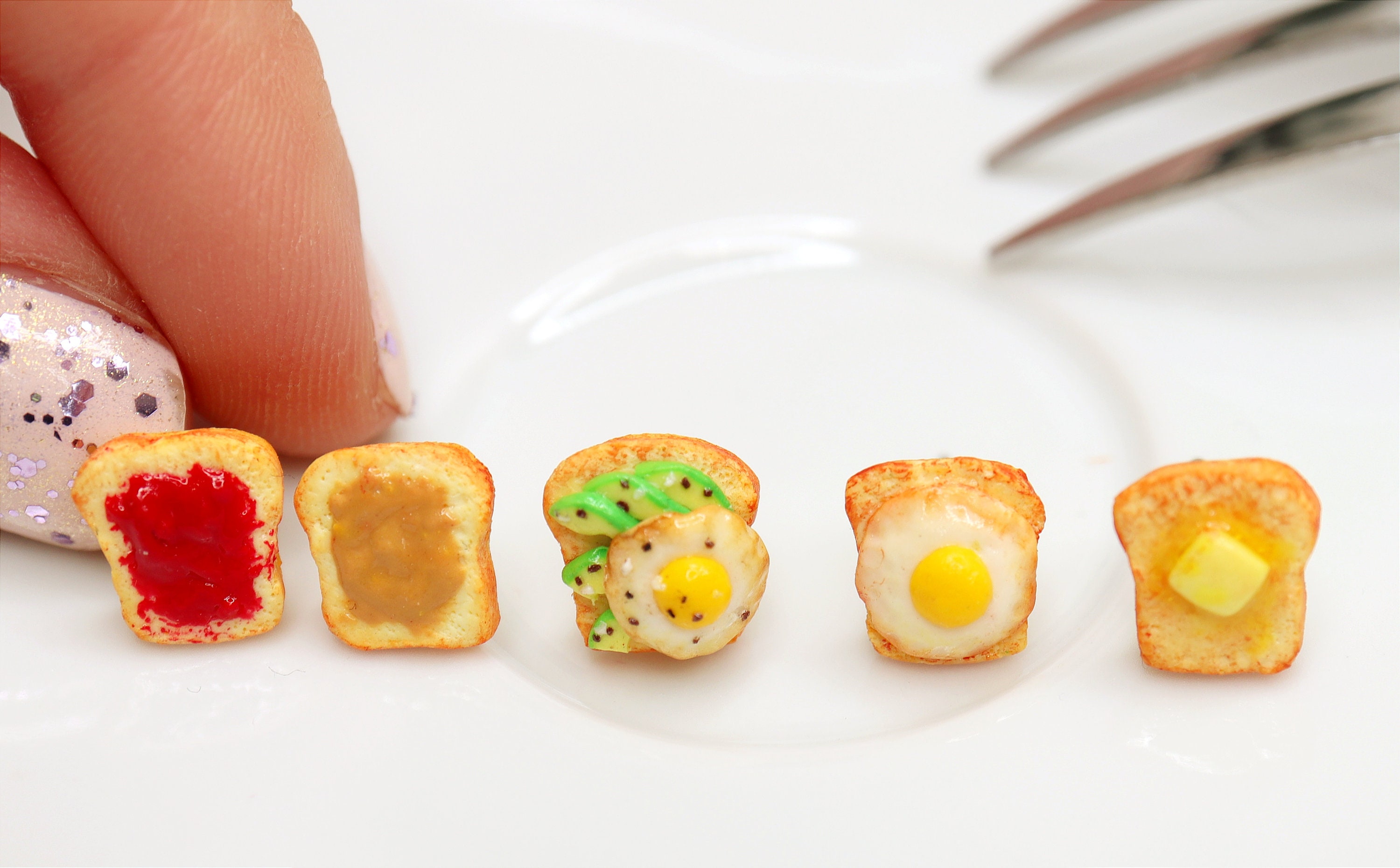Breakfast Toast Earrings: Handmade Butter, Jam, Avocado and Egg Toast ...