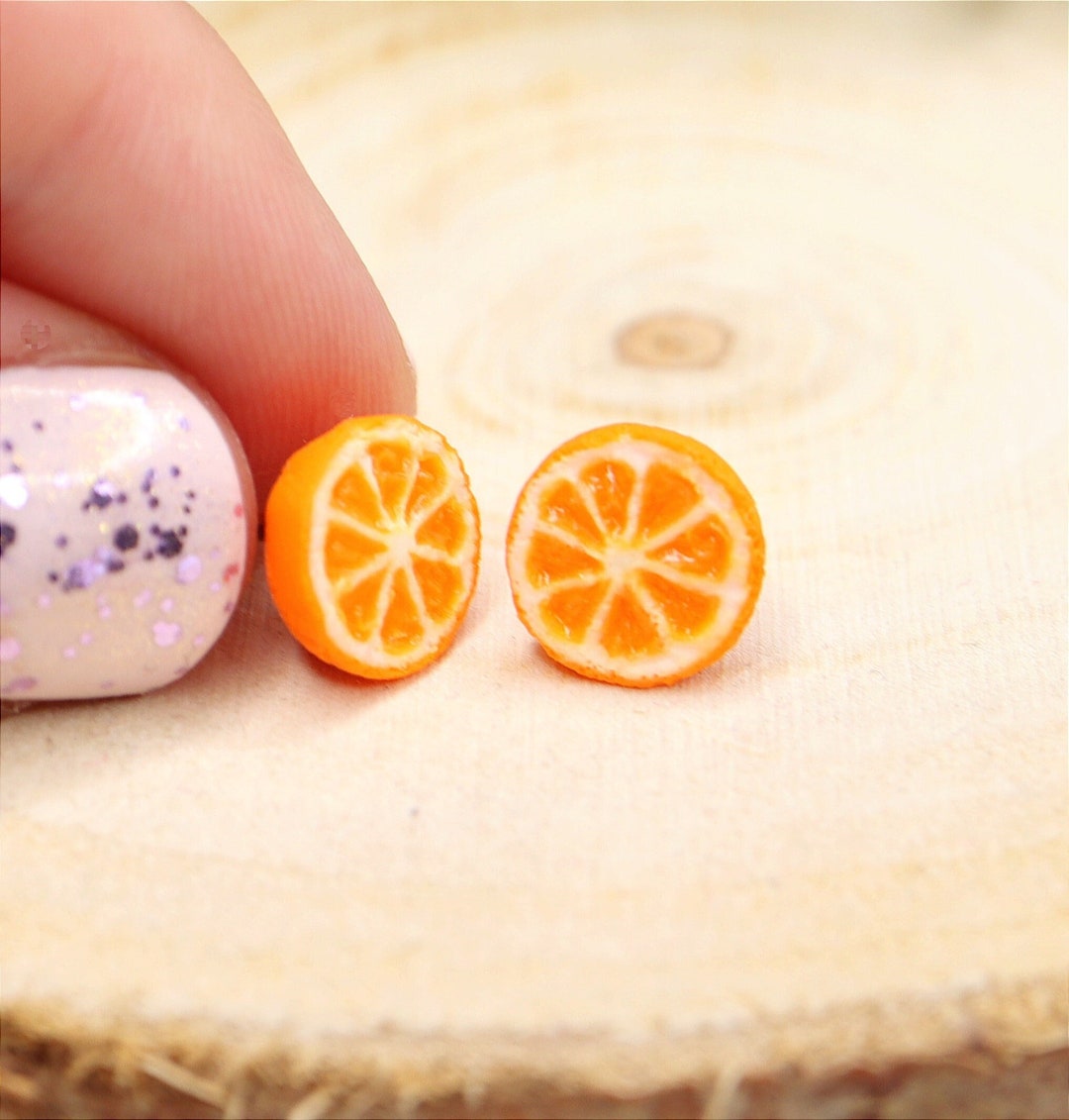Orange Stud Earrings: Handmade Orange Slice Fruit Jewelry - Etsy
