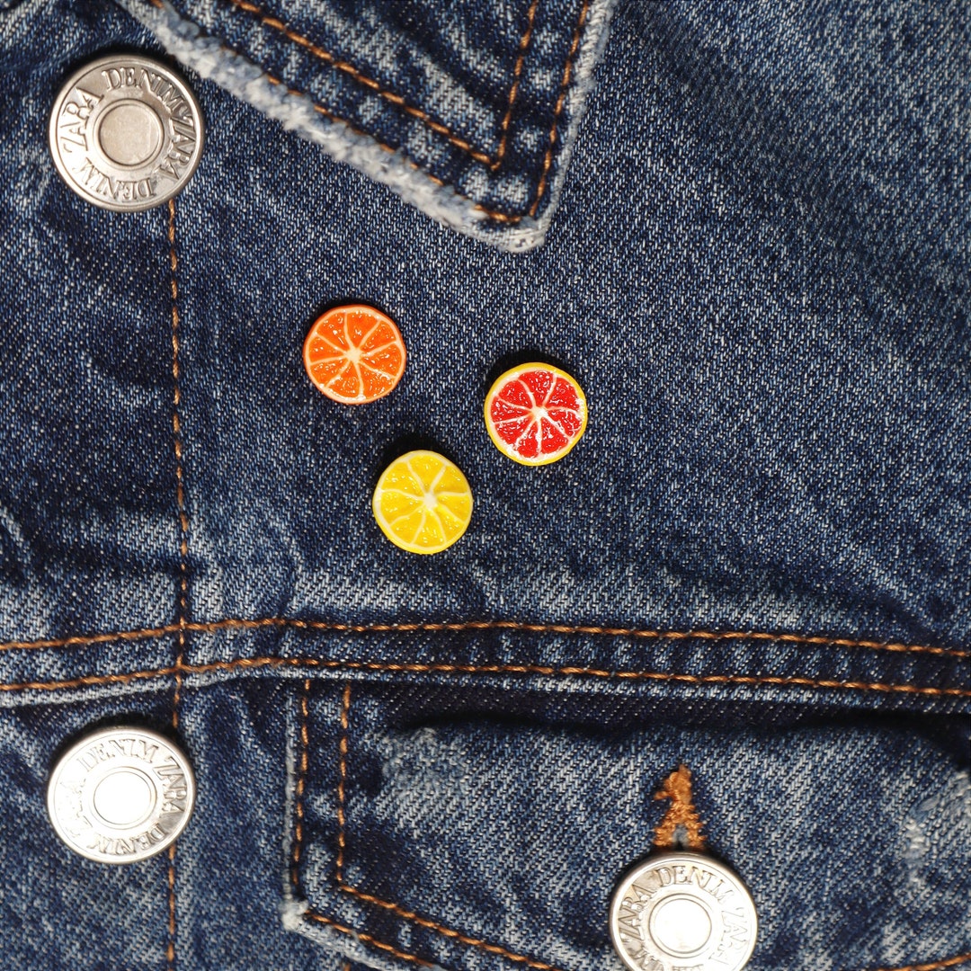 Citrus Pin Set/lemon Brooch/fruit Pin/orange Pin/grapefruit Brooch/cute ...