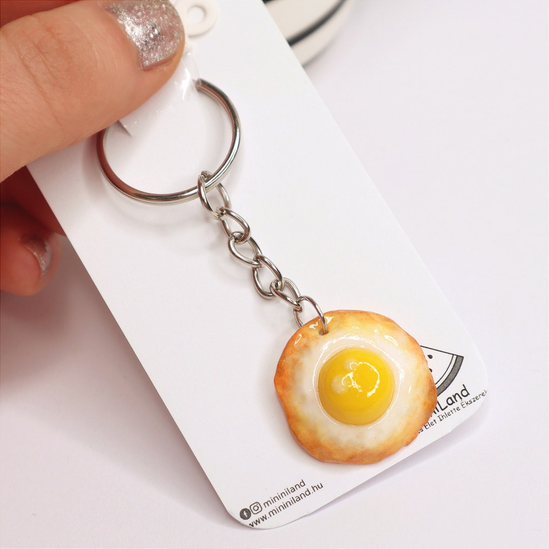Fried Egg Keychain: Handmade Polymer Clay Foodie Gift - Etsy