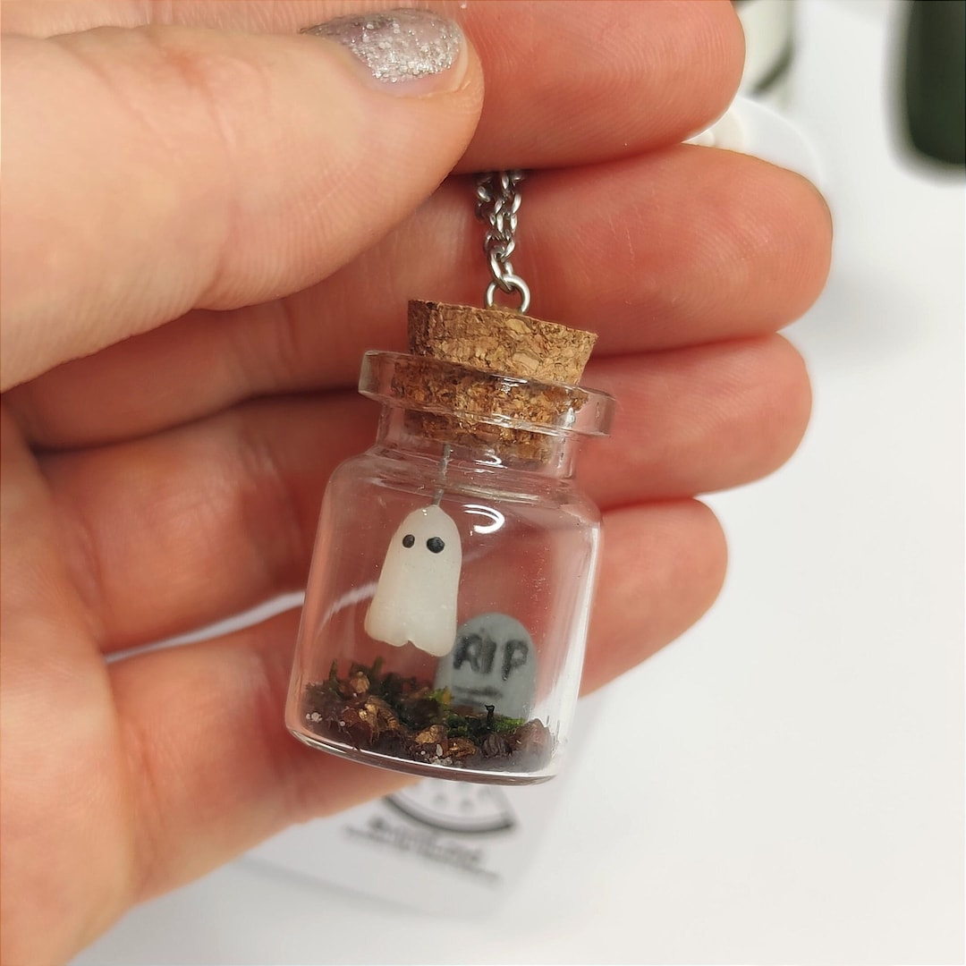 Ghost Terrarium Necklace/pet Ghost in a Jar Necklace/witchy Necklace/adopt a Ghost Necklace ...