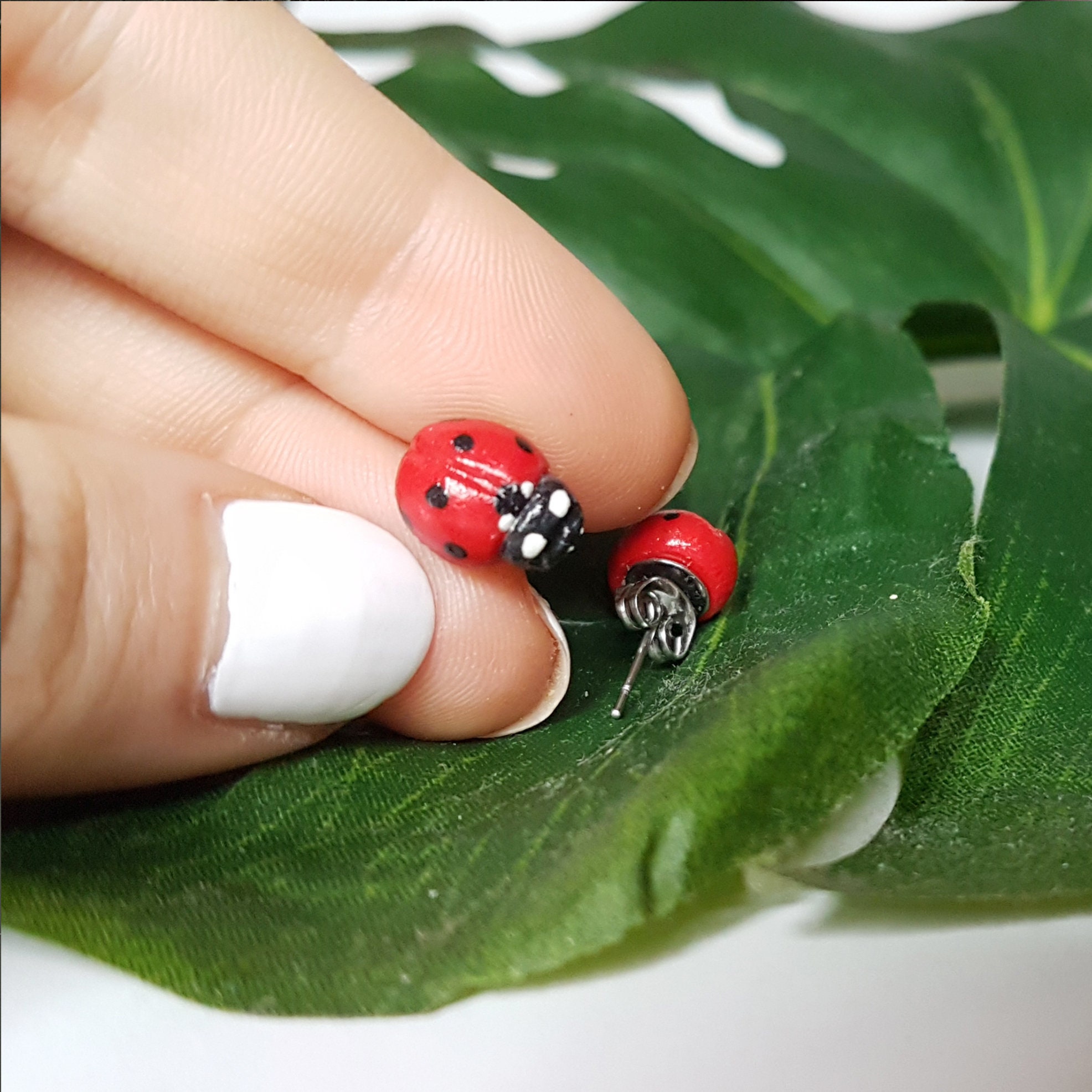 Ladybug Stud Earrings: Handmade Ladybird Bug Jewelry - Etsy Canada