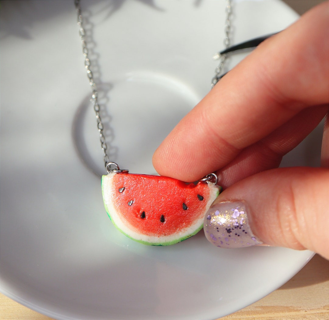 Watermelon Necklace/ Watermelon Slice Pendant/ Fruit Pendant ...