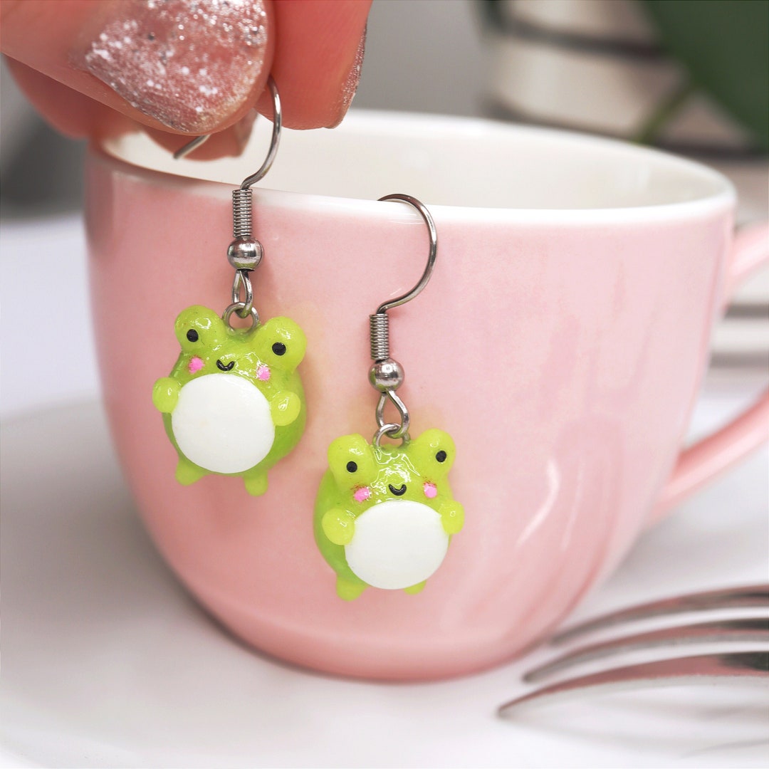 Cute Frog Earrings/kawaii Frog Earrings/cottagecore Earrings/frog Lover Gift/quirky Earrings ...