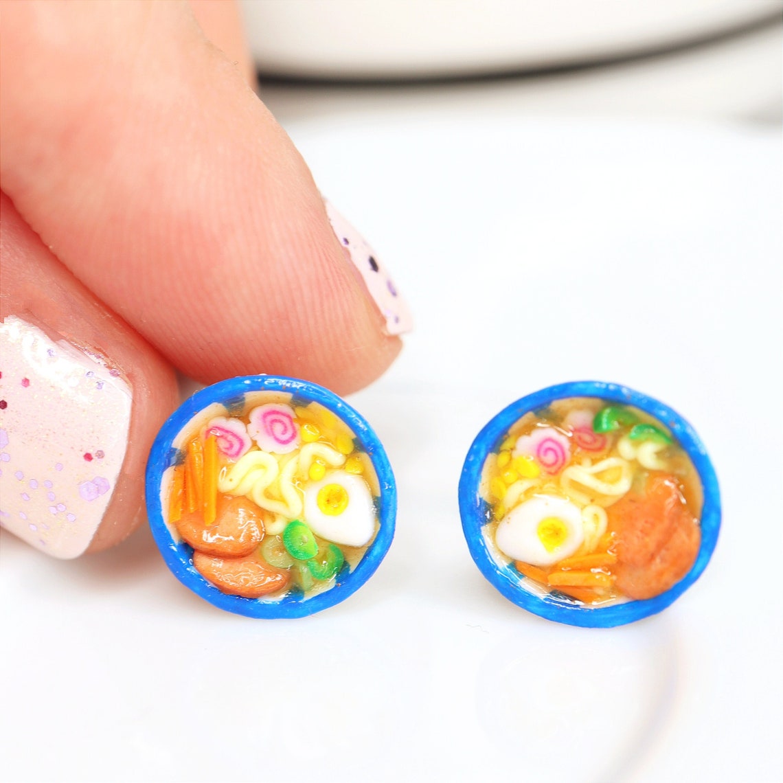 Ramen Stud Earrings: Handmade Miniature Polymer Clay Food Jewelry - Etsy