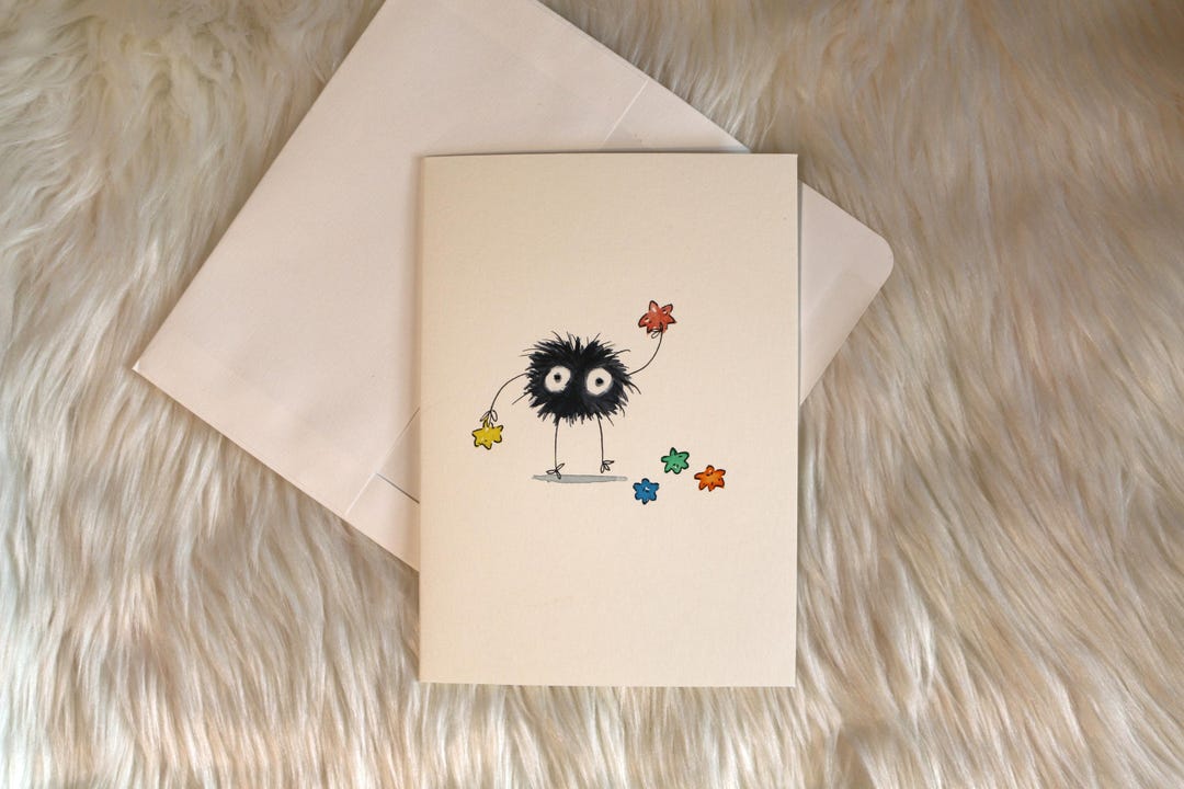Black Sprite Water Color Greeting Card | 5x7 Folded Blank Inside With ...