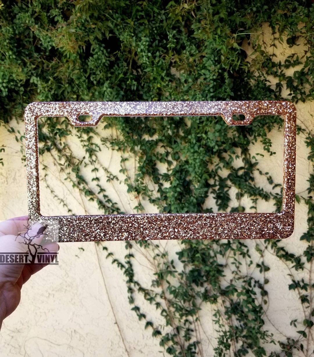 Bright Gold Glittered License Plate Frame| Custom License Plate Frame ...