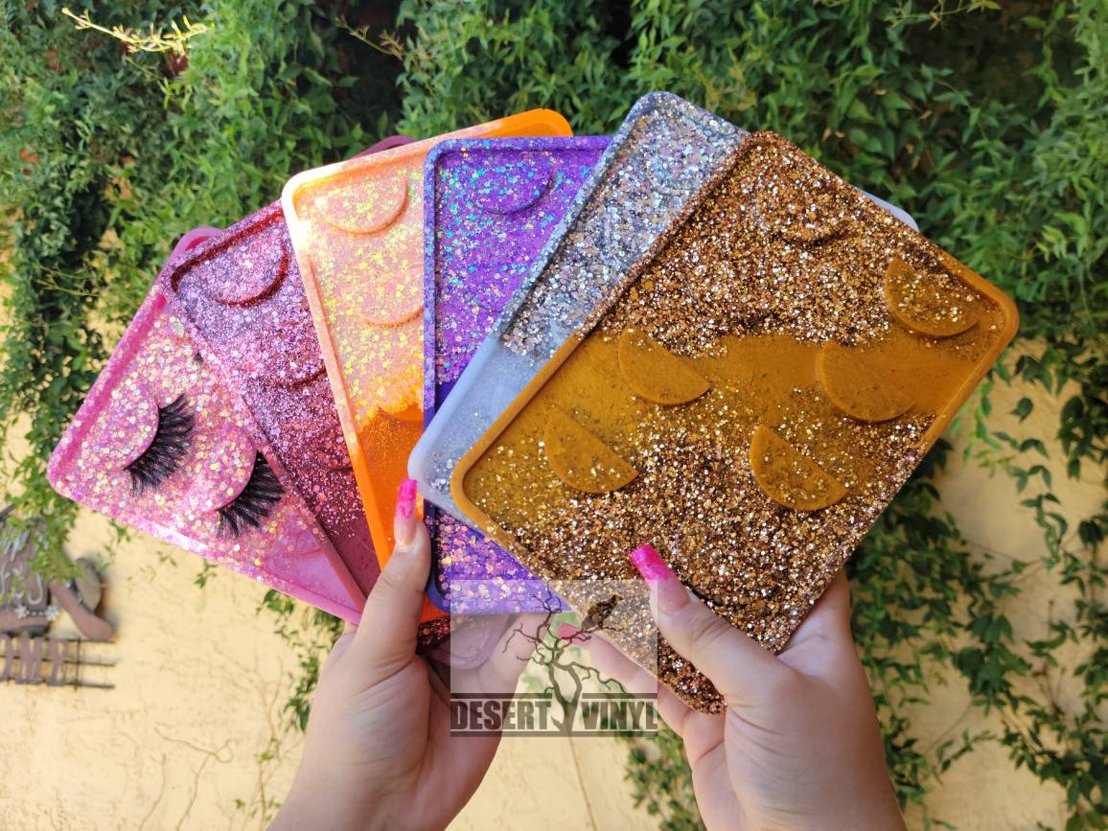 Purple Colorshift Glittered Eyelashes Case - 4 Pair Lash Storage ...