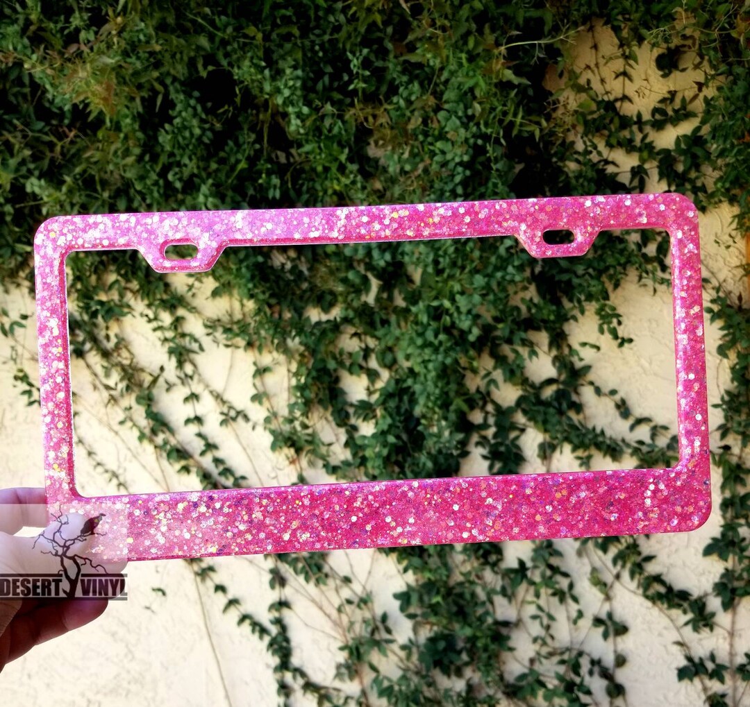 Bright Pink Glittered License Plate Frame| Custom License Plate Frame ...