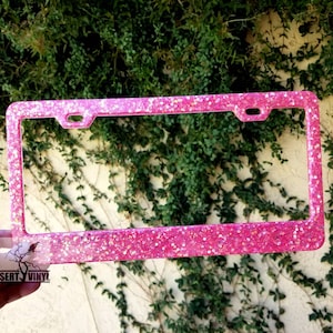 Bright Pink Glittered License Plate Frame| Custom License Plate Frame ...