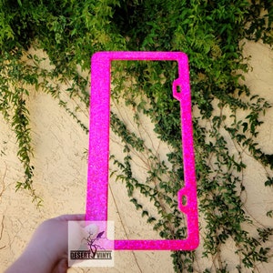 Bright Hot Pink Glittered License Plate Frame| Custom License Plate ...