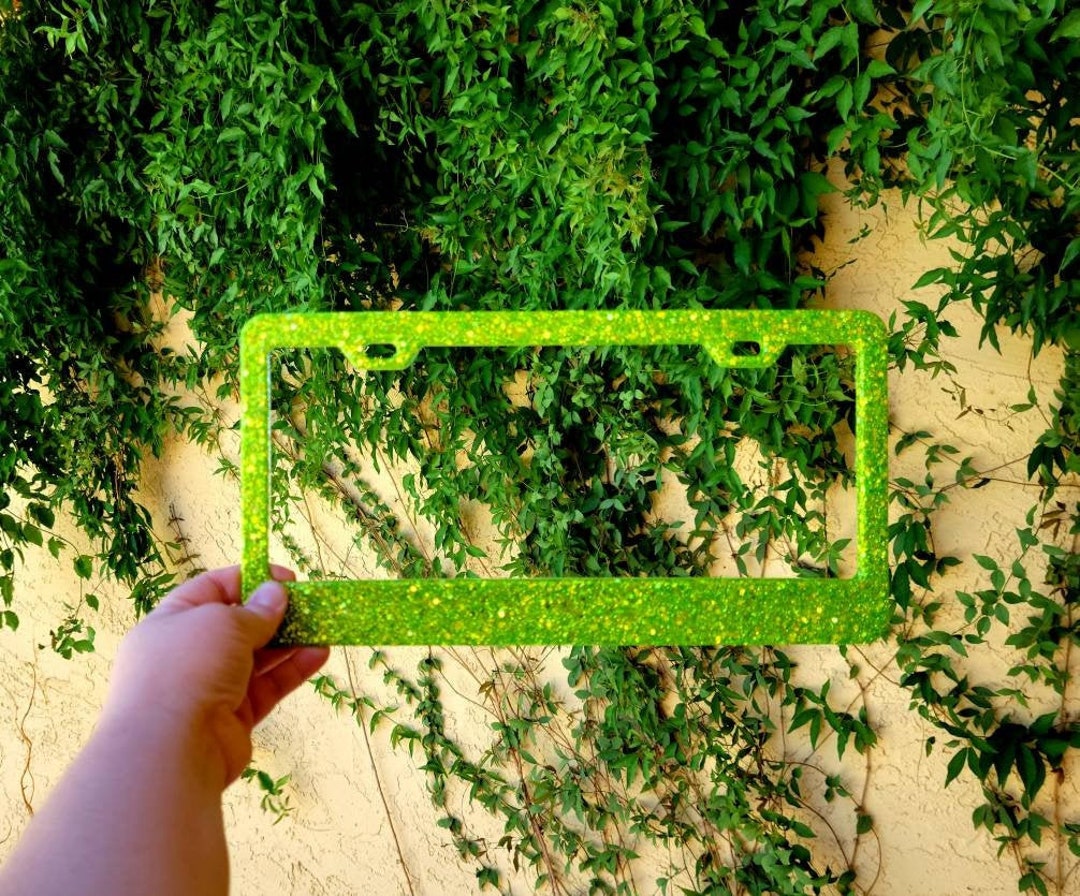 Bright Green Glittered License Plate Frame| Custom License Plate Frame ...