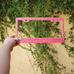 Bright Pink Glittered License Plate Frame| Custom License Plate Frame ...