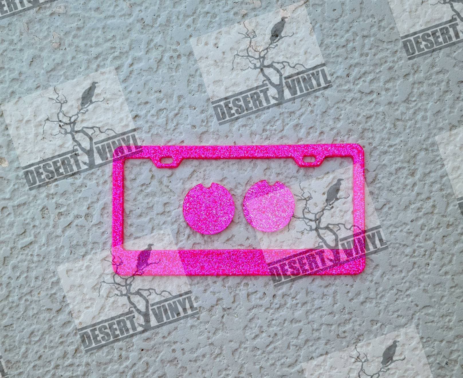 Bright hot pink glittered license plate frame Custom license | Etsy