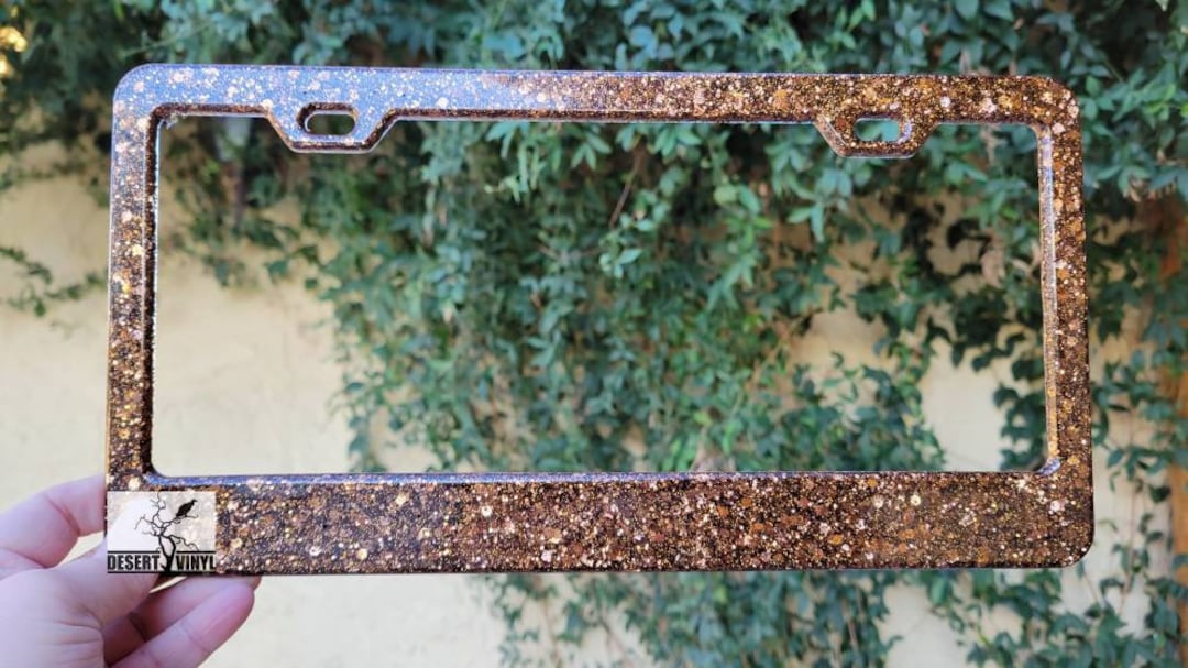 Bronze Copper Glittered Custom License Plate Frame - Cute Car ...