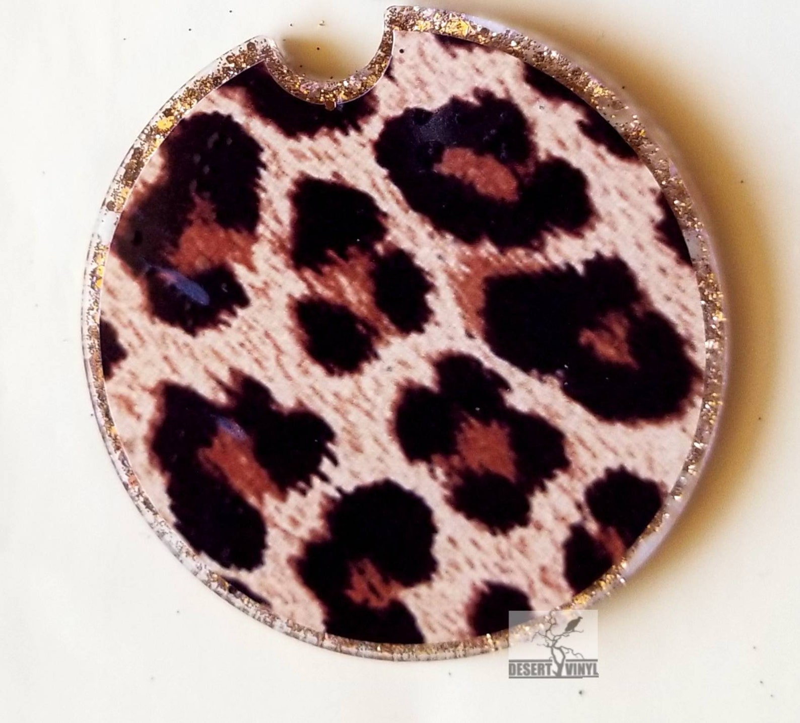 Cheetah Print Car Coasters. Acrylic Glittered Car Coasters. Vehicle ...
