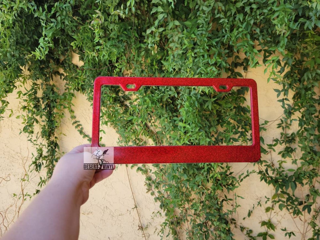 Simple Red Glittered License Plate Frame| Custom License Plate Frame ...