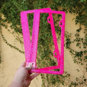 Bright Hot Pink Glittered License Plate Frame| Custom License Plate ...
