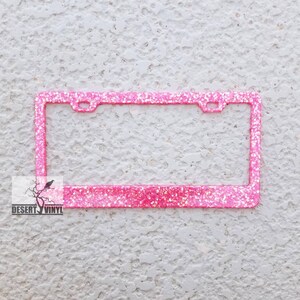 Bright Pink Glittered License Plate Frame| Custom License Plate Frame ...