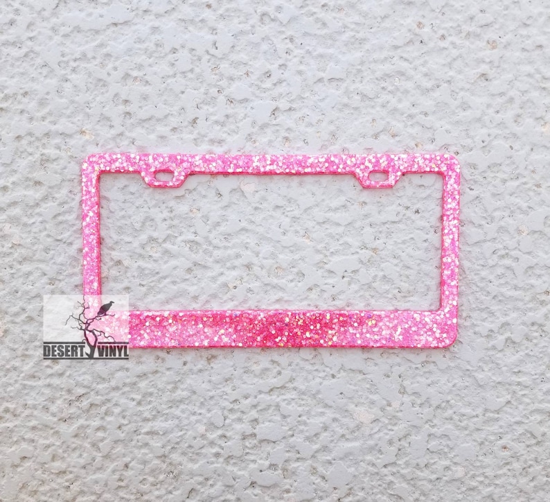 Bright Pink Glittered License Plate Frame| Custom License Plate Frame ...
