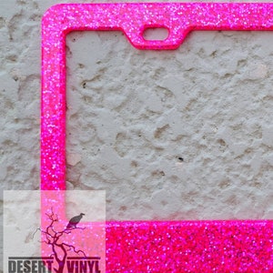 Bright Hot Pink Glittered License Plate Frame| Custom License Plate ...