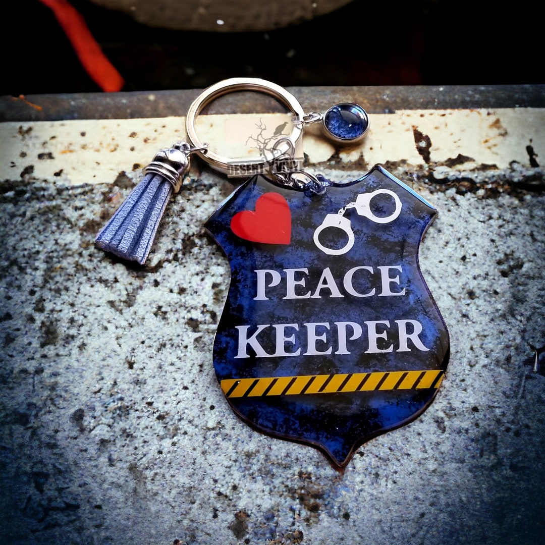 Peace Keeper Police Badge Acrylic Keychain - Law Enforcement Officer ...