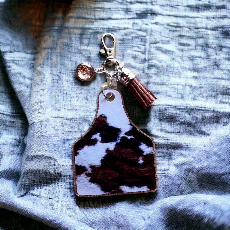 Cow Tag Keychain - Etsy