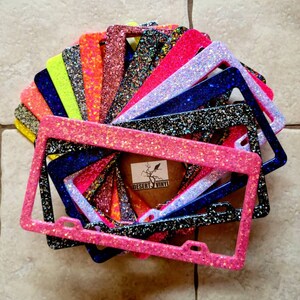 Bright Hot Pink Glittered License Plate Frame| Custom License Plate ...