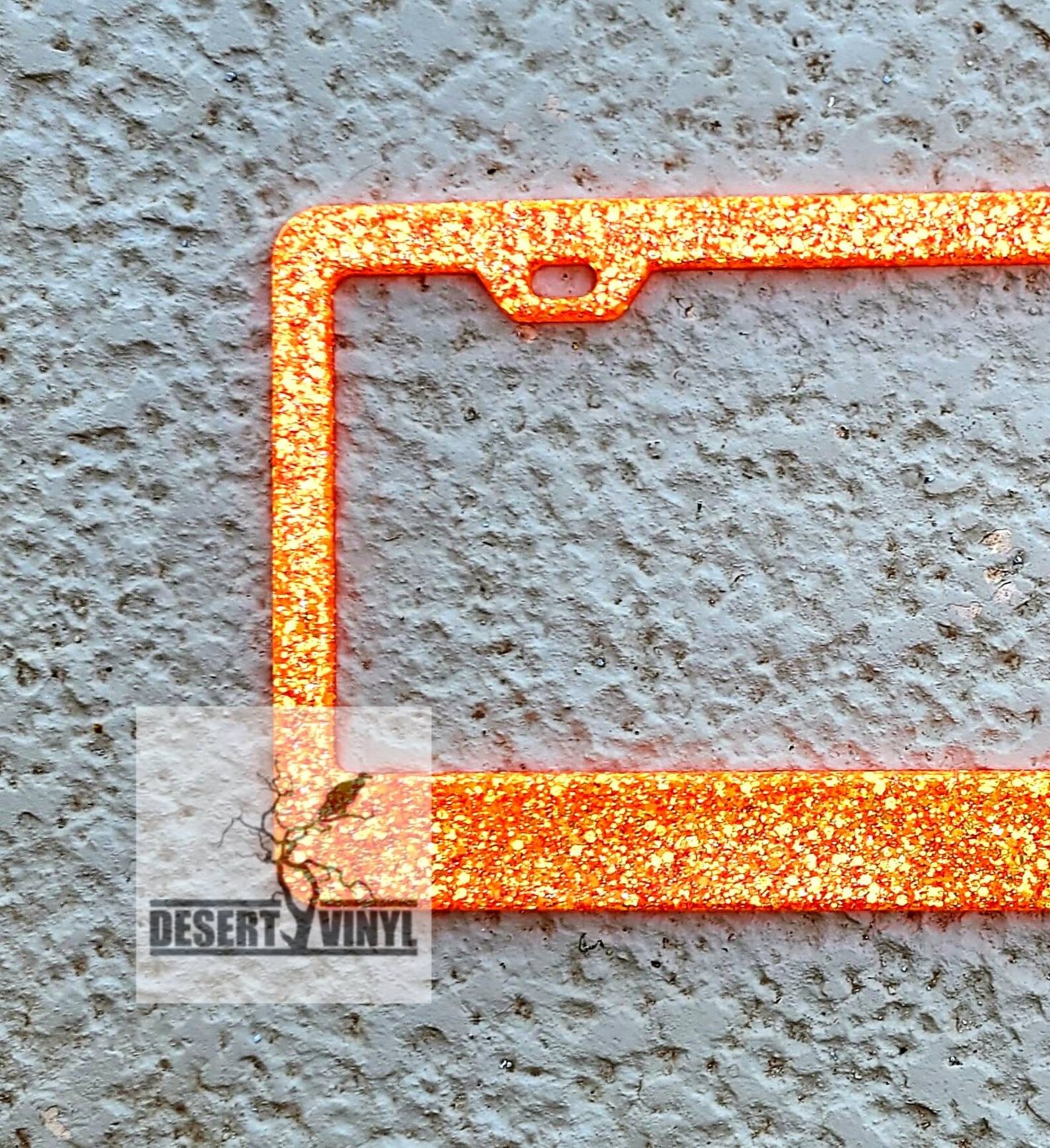 Bright orange glittered license plate frame Custom license | Etsy