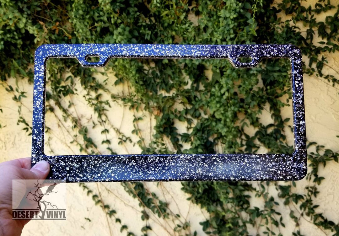 Holographic Silver and Black Glittered License Plate Frame| Custom ...