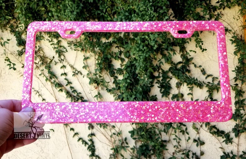Bright Pink Glittered License Plate Frame| Custom License Plate Frame ...