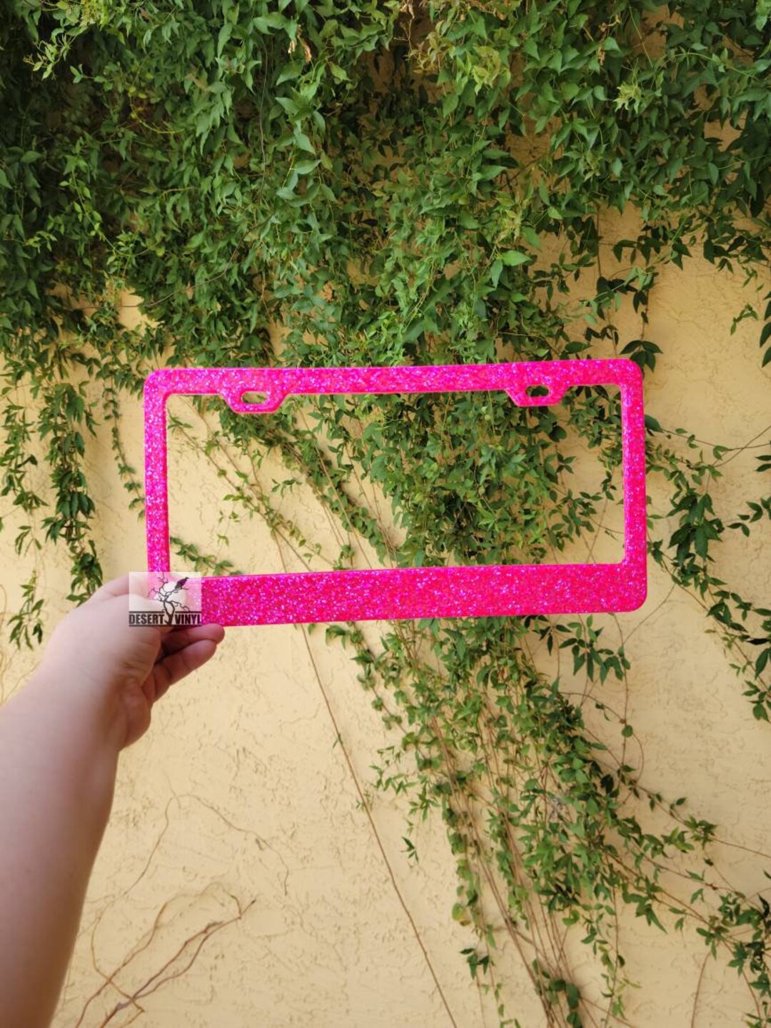Bright Hot Pink Glittered License Plate Frame| Custom License Plate ...