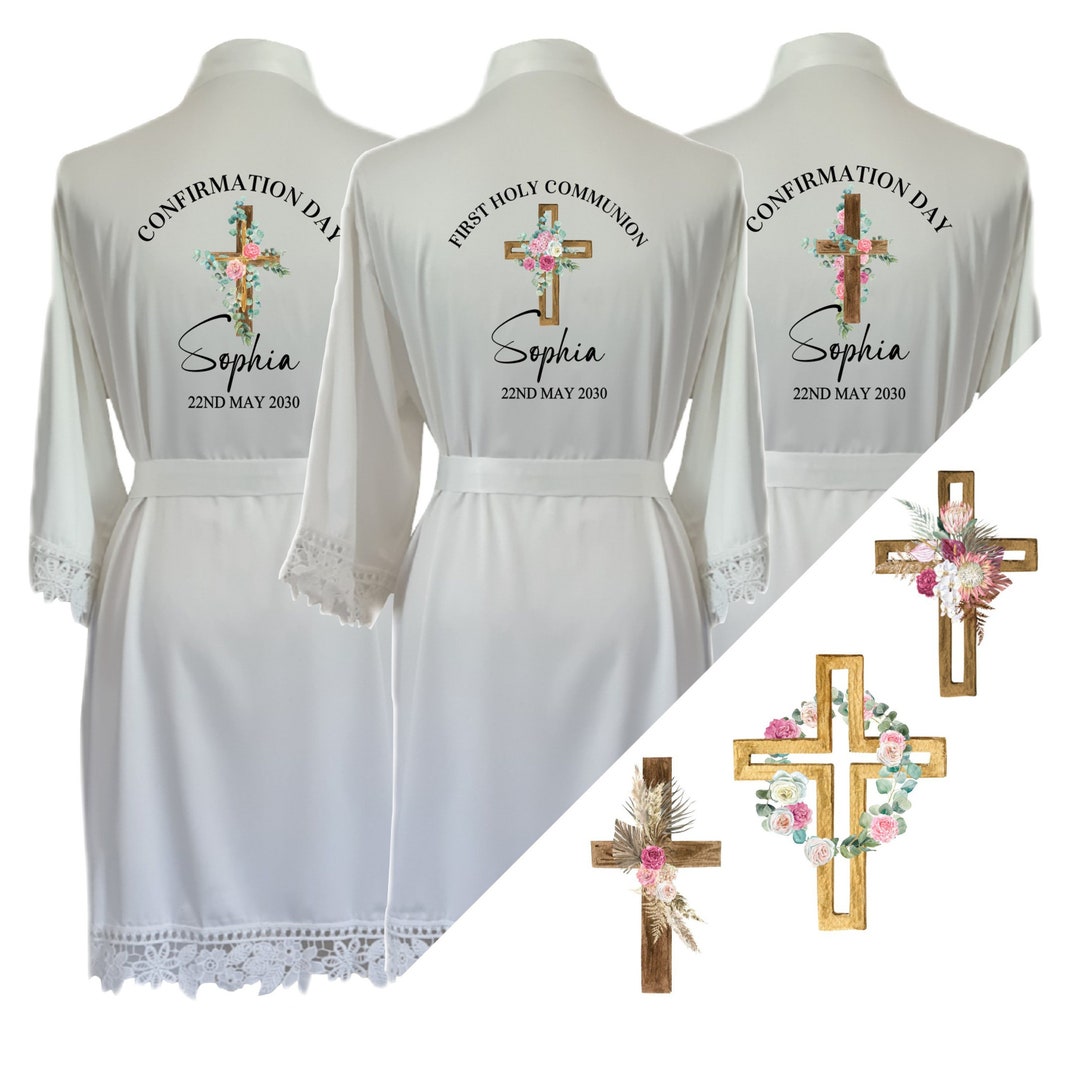 First Holy Communion, Confirmation, Catholic Church, Satin Lace Robe ...