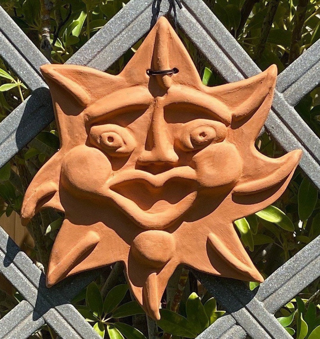 Terracotta Clay Sun-10 1/2 Inch-handmade-rustic-wall Decor - Etsy