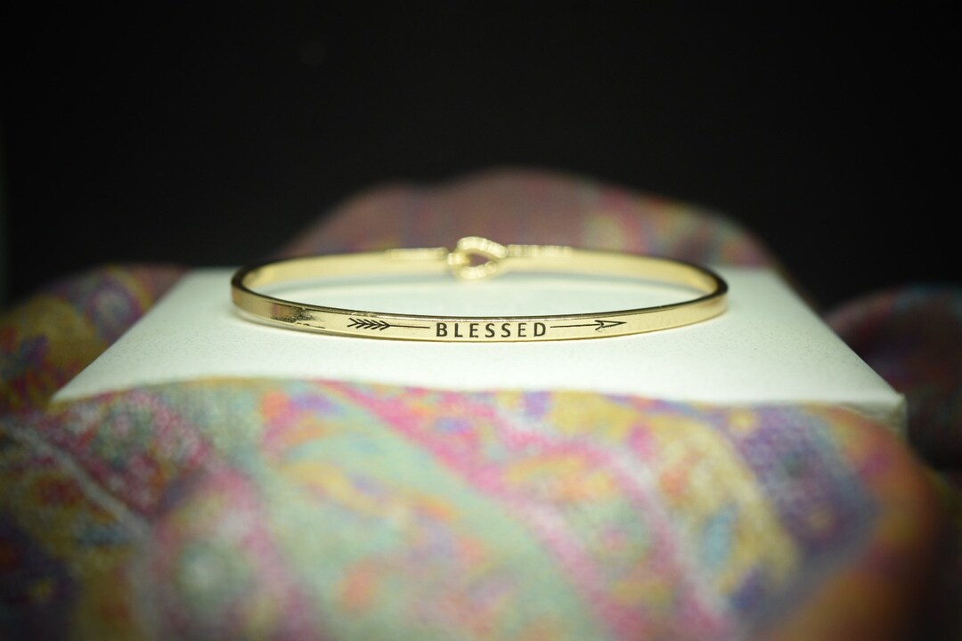 Blessed Gold and Sliver Bangle/bracelet With Meaningful Message/thin ...