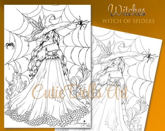 Happy Halloween Witch Coloring Book Page Image for Kids - Etsy
