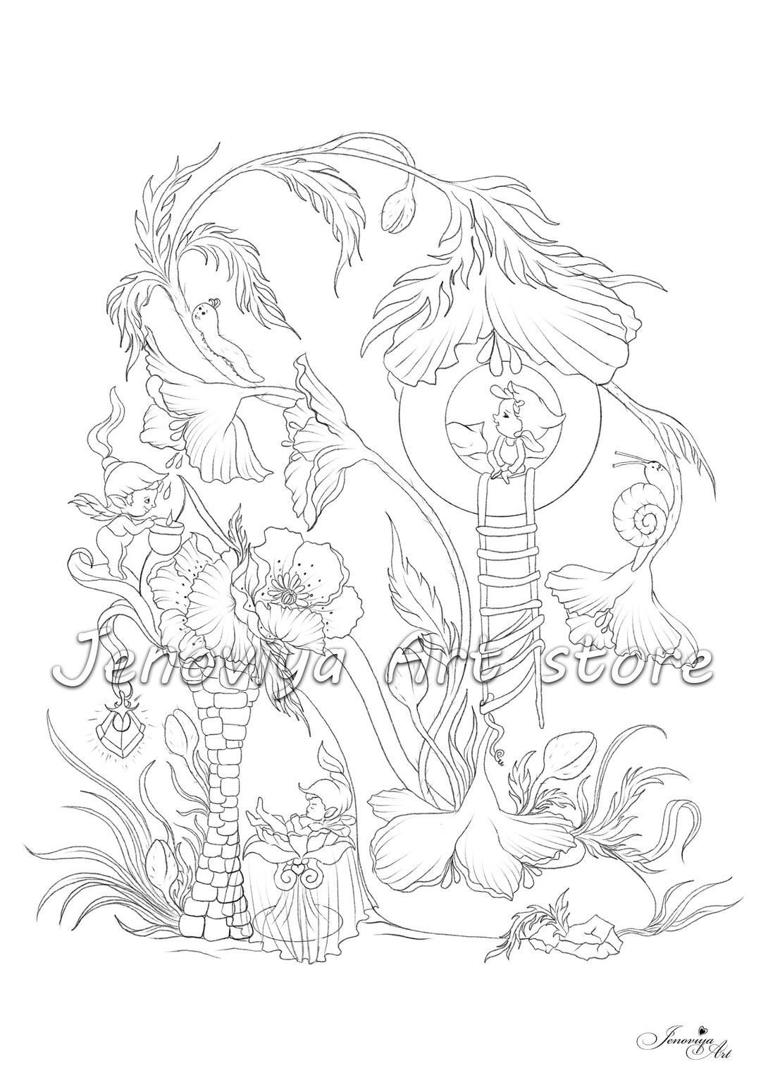 Magical Morning Colouring Page Printable Coloring Sheet Adult Fairy ...