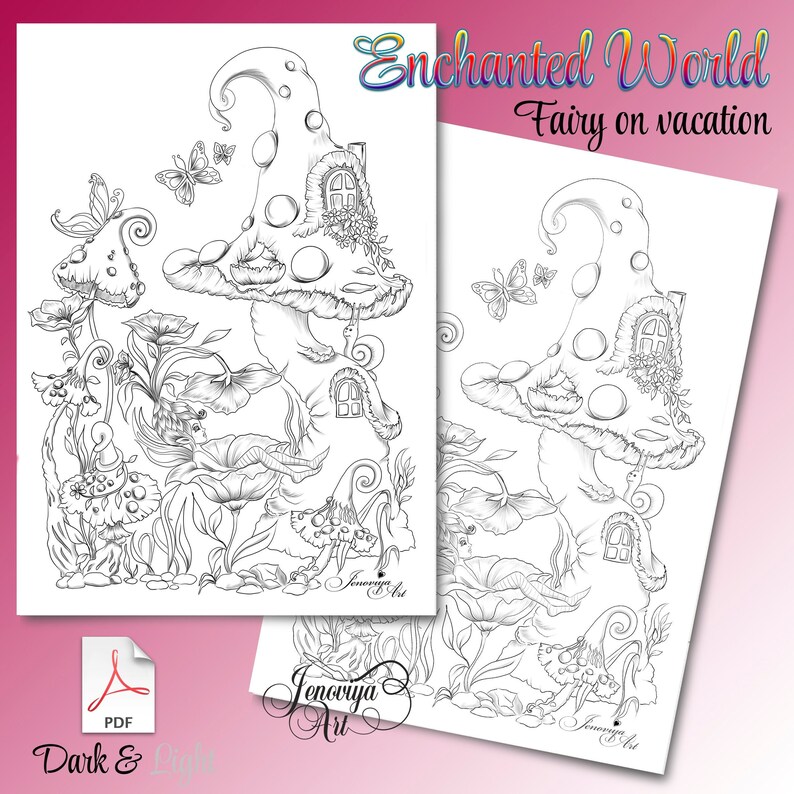 Fairy in Vacation Colouring Page Printable Coloring Sheet - Etsy