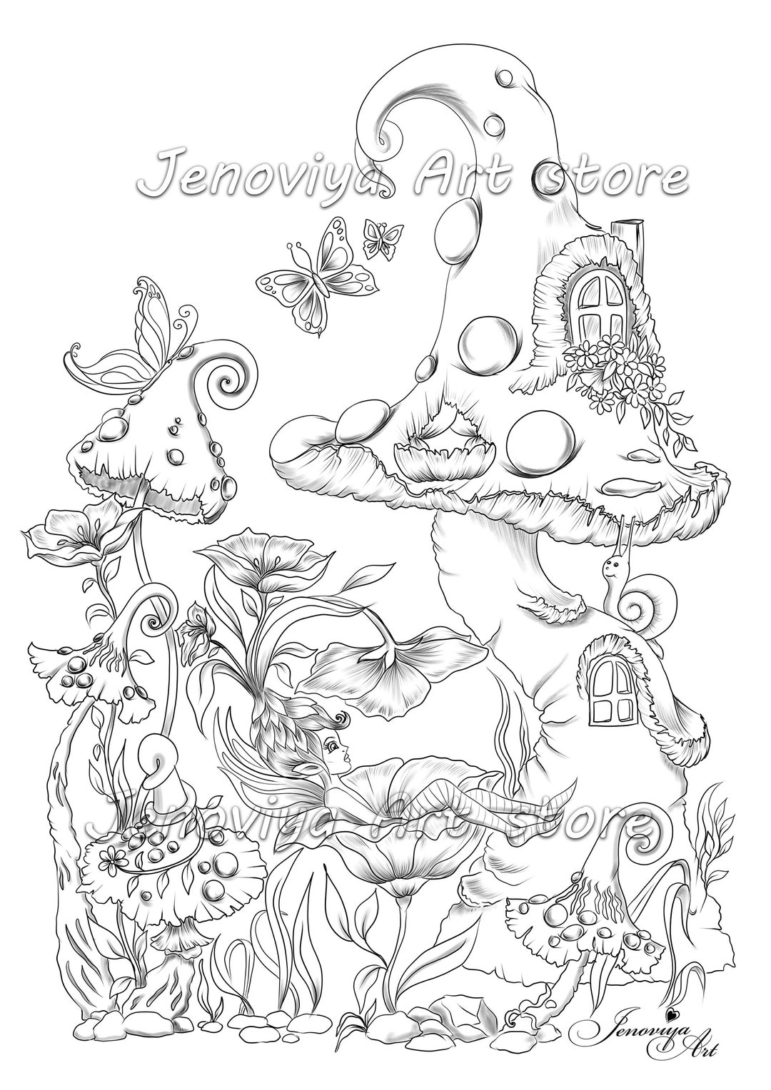 Fairy in Vacation Colouring Page Printable Coloring Sheet Adult Fairy ...