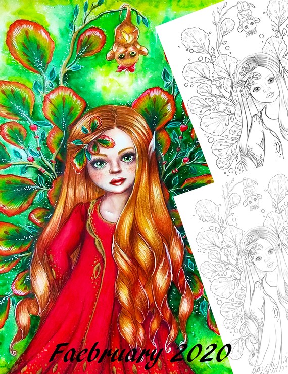 Little fairy colouring page Printable coloring book adult | Etsy