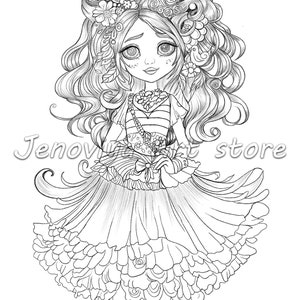 Cute Foreigner Doll Colouring Page Printable Coloring Sheet Adult Fairy ...