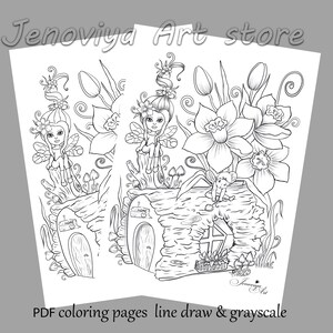 Spring Fairies Colouring Page Printable Coloring Sheet Adult Fairy ...