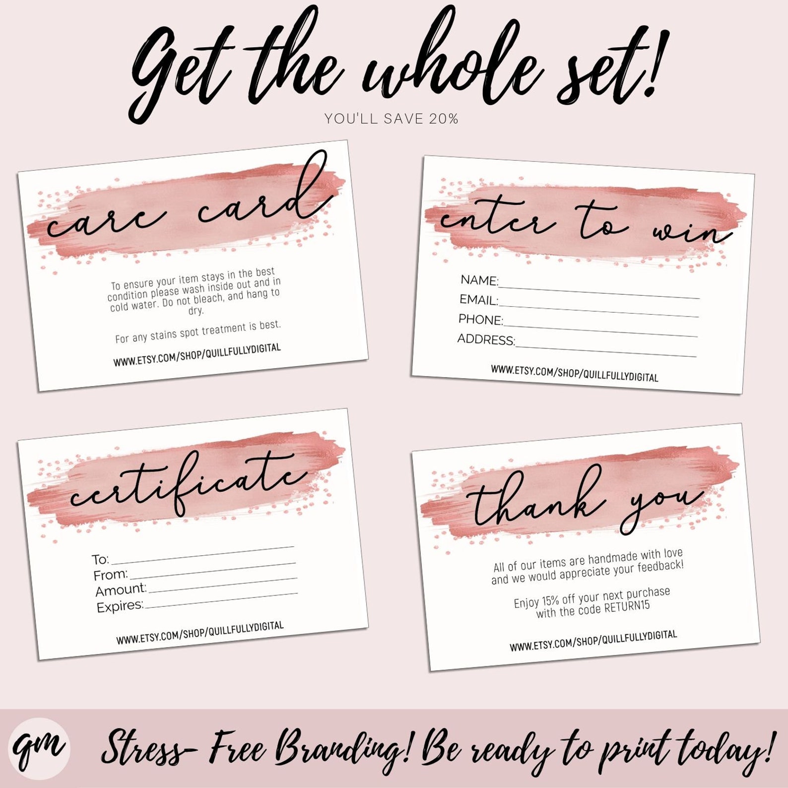 Printable Care Card Modern Customer Care Card Editable | Etsy