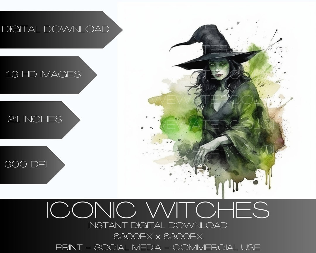 Iconic Witches - Fantasy - Watercolor Style - Clip Art - Digital Art ...