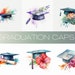 Graduation Caps I - Watercolor Style - Clip Art - Digital Art Download ...